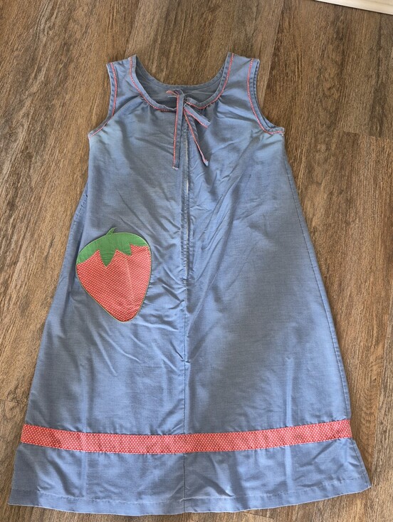 Vintage | Dresses | Vintage 7s Strawberry Applique Chambray Muumu ...